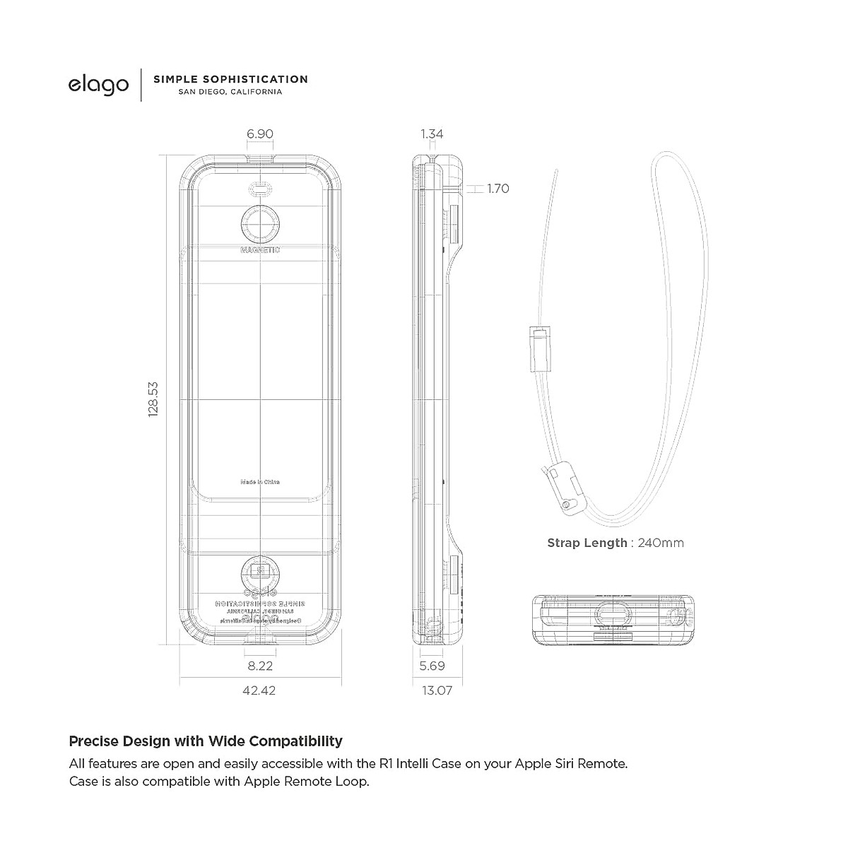 Elago R1 Silicone Case Compatible with Apple TV 4K 4th and 5th Generation Siri Remote Control - Red