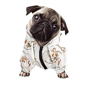 DDFS Classic White Color Dog Halloween Costumes Puppy Clothes with Pocket Fashion Design Pumpkin Pattern Comfy Soft Flattering Doggie Outdoor Pullover Dog Hoodies Puppy Shirts Sweatshirts Small Size