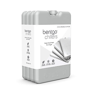 Bentgo Ice Lunch Chillers - Ultra-Thin Ice Packs Perfect for Everyday Use in Lunch Bags, Lunch Boxes and Coolers - 4 Pack (Gray)
