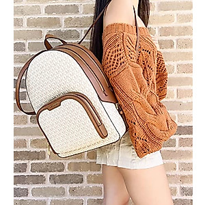 Michael Kors Jaycee Large Backpack School Bag Bundled with Michael Kors Jet Set Travel Large Trifold Wallet MK Signature (Vanilla MK)