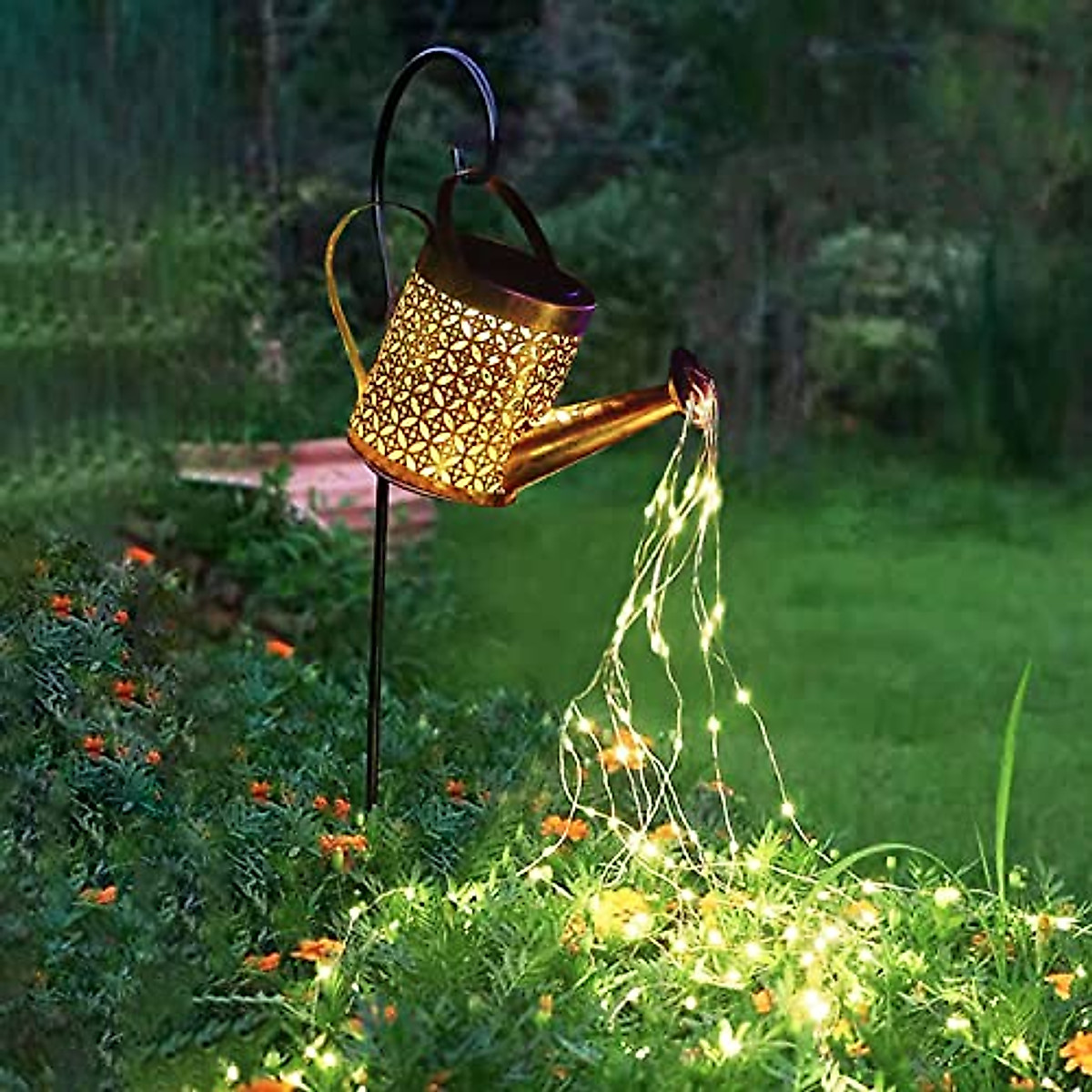 Solar Lights Outdoor Garden Decor, LED Watering Can Lights Star Shower Garden Art Light with Bracket, Starry Fairy Night Light Decoration for Garden Patio Yard Flowerbed Parties Outdoor Pathway