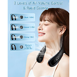 Neck Air Conditioner, 5000mAh Portable Neck Fan with Semiconductor Cooling Airflow Bladeless USB Neck Fans Portable Rechargeable with 3 Speeds, LED Display, Personal Fan for Outdoor Travel Indoor