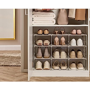 Joseph Joseph Level Adjustable Tier Free Standing Shoe Rack Organizer storage, Durable Shelves and Sturdy Steel Frame, holds 12 pairs