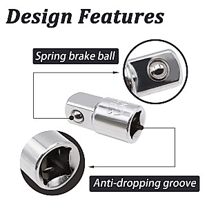 Dianrui 4PCS Sliver Socket Adapter Set,1/4" x 3/8", 3/8" x 1/4", 3/8" x 1/2", 1/2" x 3/8" Square Ratchet Socket Adapter/Reducer Converter Sets Kit For Car and Construction Work K-009
