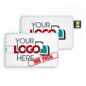 Possibox Custom Credit Card USB Flash Drive 32GB Imprinted with Your Logo - as Promotional Gift - Bulk - Customizable 100 Pack