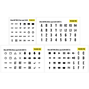 The Geek Pub Die-Cut Arcade Button Labels (No Circle) | Button Label Stickers for Arcade Cabinets | Arcade Button Cap Labels | 24mm and 30mm Button Caps