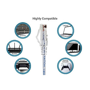 CablesAndKits - Cat6 Slim Snagless 10ft White Ethernet Cable, High-Density PVC Jacket (CM), Pure Copper, RJ45 Computer & Networking Patch Cord - Lifetime Wty