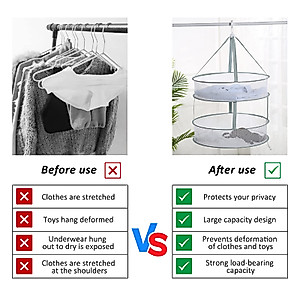 AUTODECO 2 Pack 2-Tier & 3-Tier Folding Mesh Clothes Hanging Dryer, Sweater Drying Rack, Large Laundry Drying Rack, Lay fold Flat Dry Hanger, Mesh Clothes Hanging Dryer - M(2Tier)+XL(3Tier)