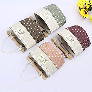 DOITOOL 4Pcs Cotton Linen Hanging Storage Basket Organizer, Washable Over The Door Hanging Storage Bag with Woven Cotton Rope Handle, Waterproof Fabric Hanging Pocket for Organizing, Free