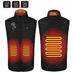 ysgfhgjw Black Of Friday Fleece Heated Vest For Men Women, 4 Heating Zones, Lightweight Outdoor Heating Vest (Battery Pack Not Included) Black M