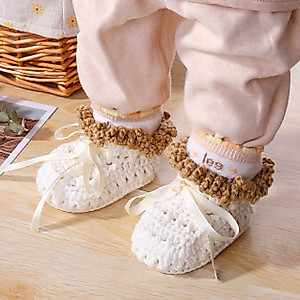 Anlin Christmas Crochet Baby Booties Unisex Baby Shoes Baby Girl Shoes Baby Boy shoes Knitted Baby Shoes Handmade Infant (White lace, 0_months)