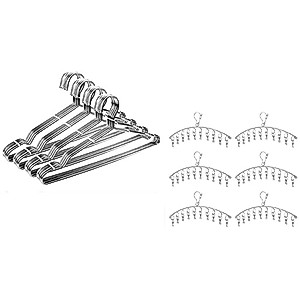 Seropy 40 Pack Metal Clothes Hangers and Clothes Drying Rack with 10 Clips(6 Pack) Stainless Steel Coat Hangers with Anti-Slip Notch