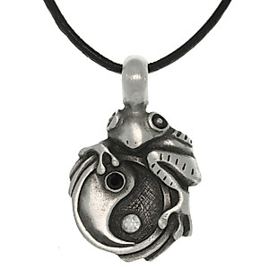 Jewelry Trends Frog on Yin Yang Pewter Pendant Necklace 18" Leather Cord