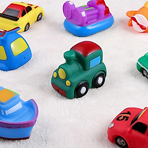 Bath Swimming Toys,8 Assorted Mini Pool Toys 3 Racing Car + Train + Boat + Hovercraft + Helicopter + Fighter