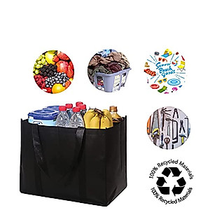 General purpose tote bags Reusable plastic groceries bags (3bags) | heavy duty foldable tote |grocery shopping | bulk bags with large handles | tote bag for travel, parties