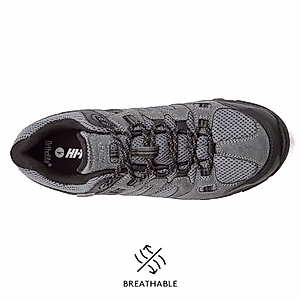 HI-TEC Ravus WP Low Waterproof Hiking Shoes for Men, Lightweight Breathable Outdoor Trekking and Trail Shoes - Dark Grey, 13 Extra Wide