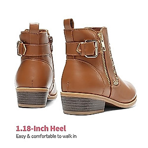 DREAM PAIRS Girls Boots Low Heel Side Zipper Ankle Booties Little Kid/Big Kid,Size 13 Little Kid,Camel,SDBO2303K