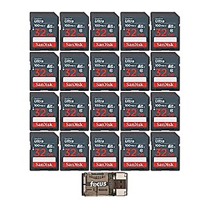 SanDisk 32GB Ultra SDHC UHS-I Memory Card (20-Pack) Bundle with High Speed Card Reader (21 Items)