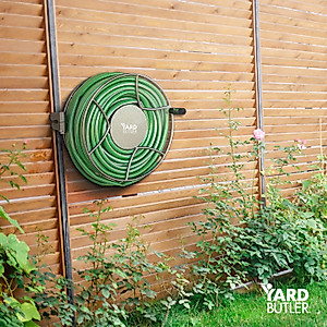 Yard Butler Swivel Hose Reel Wall Mount - 180 Degree Pivot Hose Hanger - Great for Garden Storage - Hose Holder Wall Mount for Garden Hose - Heavy Duty Steel Hose Hanger for Hose Reels - ISRWM-180