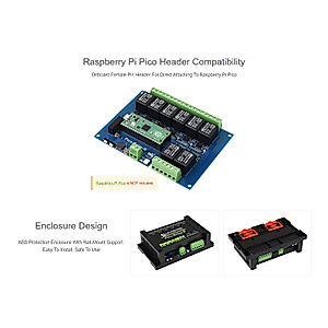 Waveshare Industrial 8-Channel Relay Module for Raspberry Pi Pico Power Supply Isolation Photocoupler Isolation
