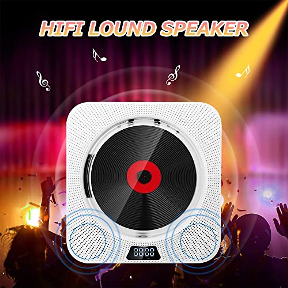 Wall Mountable CD Player Bluetooth: CD Player for Home with LCD Display Remote Control - Built-in HiFi Speakers FM Radio, Support CD/MP3/USB/TF/AUX Input Output/time and Alarm Clock