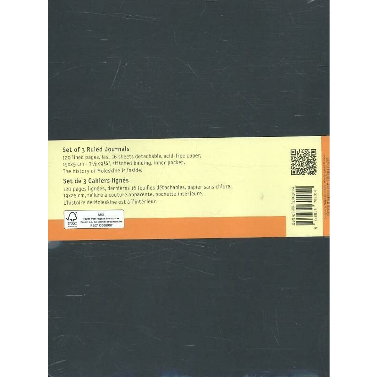 Moleskine Cahier Journal, Soft Cover, XL (7.5" x 9.5") Ruled/Lined, Black, 120 Pages (Set of 3)