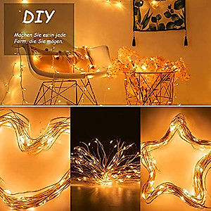 Diyishan 2Pack 36Ft 100Led Outdoor Solar+Battery String Christmas Lights (White)