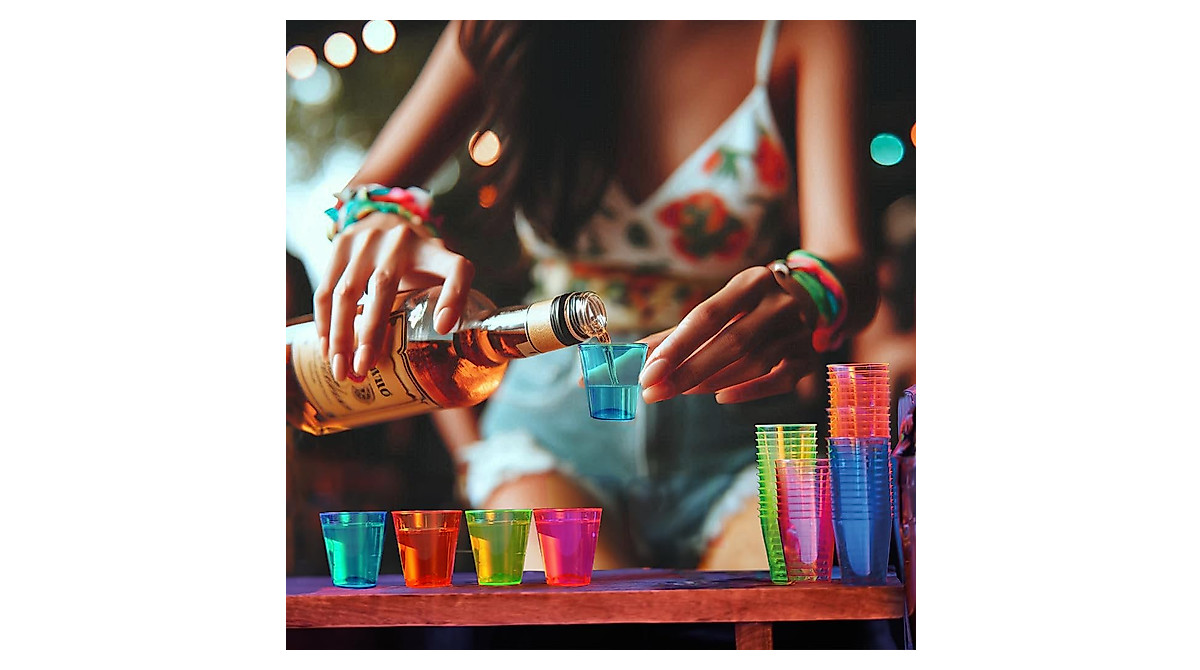 Party Essentials 40-Count Neon Shot Glasses - Perfect for Parties