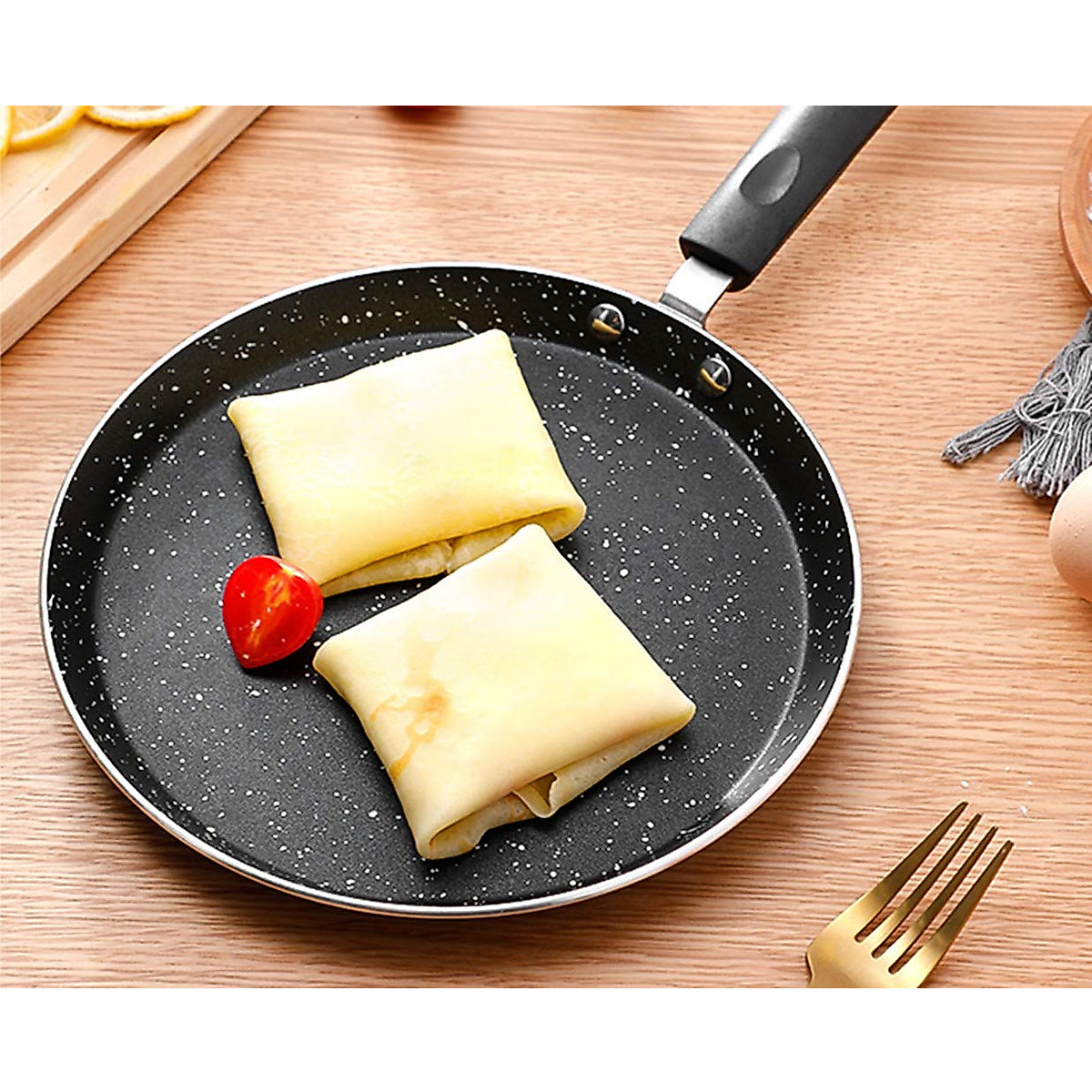 Mokpi Nonstick Skillet Crepe Pan Omelet Pan Pancake Fry Pan Kitchen or Camping Cookware (10-Inch, Black)