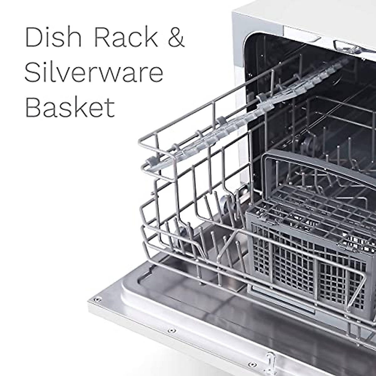 hOmeLabs Compact Countertop Dishwasher - Energy Star Portable Mini Dish Washer in Stainless Steel Interior for Small Apartment Office and Home Kitchen with 6 Place Setting Rack and Silverware Basket