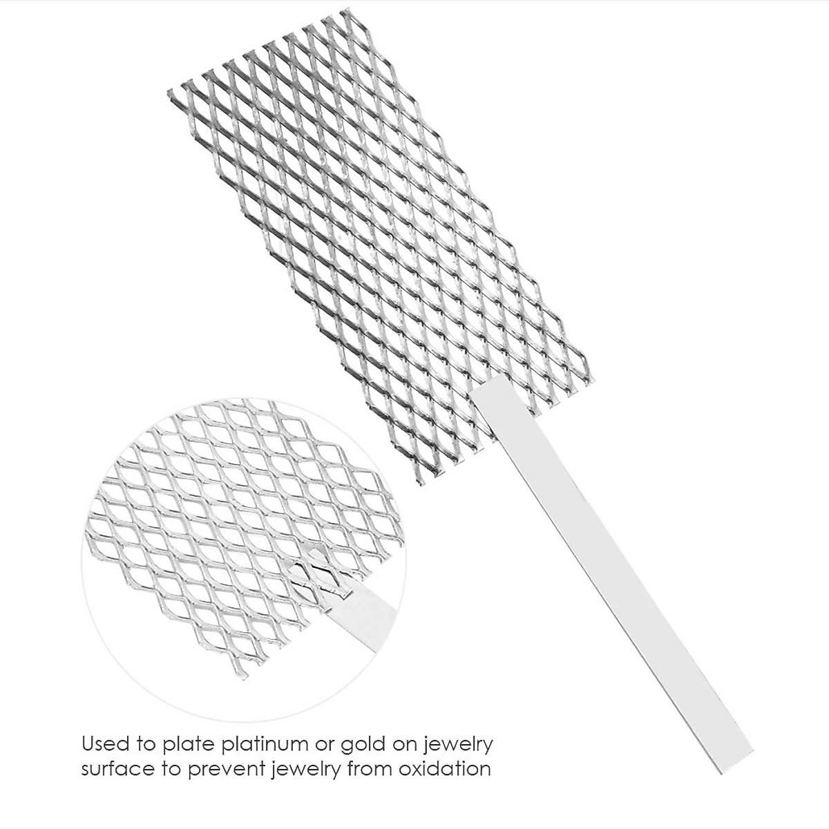 Platinized Anode, Rhodium Jewelry Plating Plater Tool Mesh with Handle, Mesh Platinized Anode Rhodium Palladium Platin Anode,Silver Plating for Jewelry