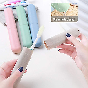 4Pcs Travel Toothbrush Holder - Wheat Straw Toothbrush Travel Case Portable Toothbrush Holders for Camping, Business Trip, Home - Toothbrush Case for Traveling Kit Toothbrush Holder Set