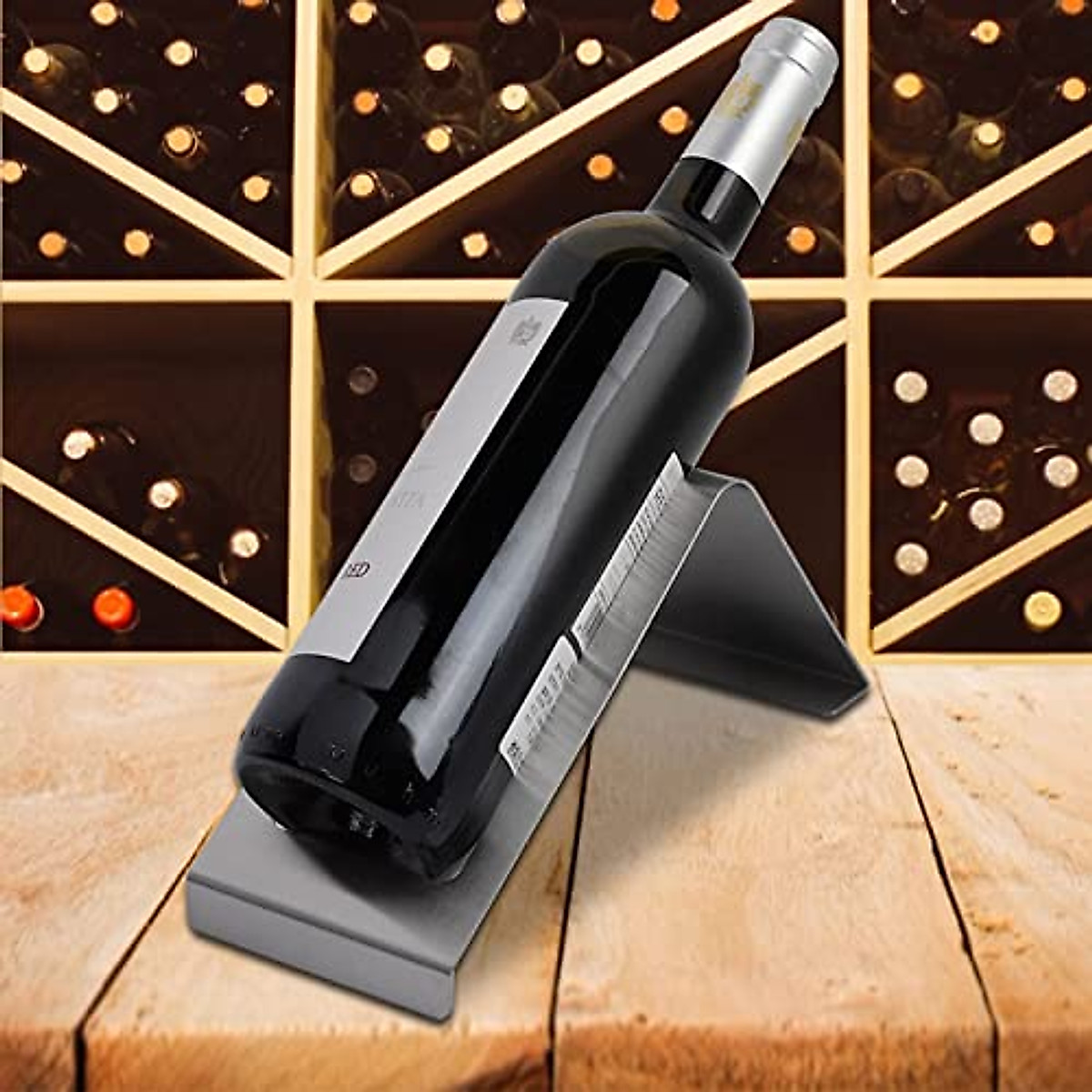 Wine Holder,Stainless Steel Single Wine Bottle Rack Wine Storage Holder Red Wine Display Stand for Kitchen Pantry Cabinet Bar