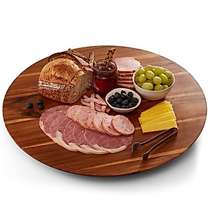 Tidita 21" Acacia Lazy Susan Organizer for Table - Wooden Lazy Susan Turntable - Wood Kitchen Turntable Storage Food for Cheese Boards, Pantry, Fridge, Refrigerator, Countertop (Acacia Wood)