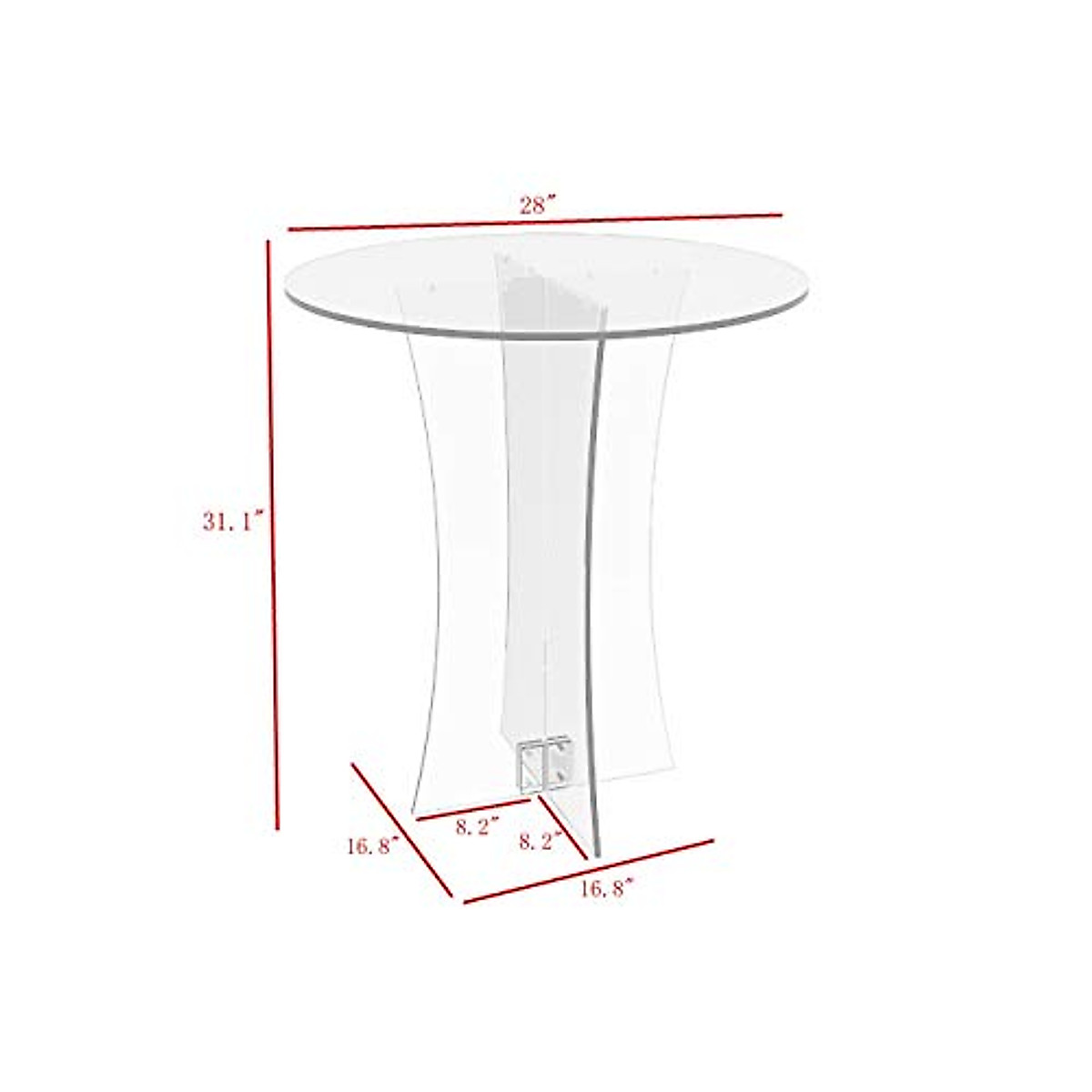 FixtureDisplays® Clear Plexiglass Lucite Acrylic Round Dining/Tradeshow Table, 28" Diameter x 31" Height 10033-1