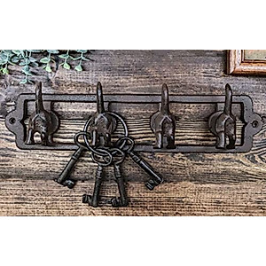 Ebros Cast Iron Whimsical Rustic Wagging Puppy Dog Tails 4 Pegs Quad Wall Hooks 13.75" Wide Hanger Dogs Themed Wall Mount Leash Coat Hat Keys Hook Decor Hanging Sculpture Plaque