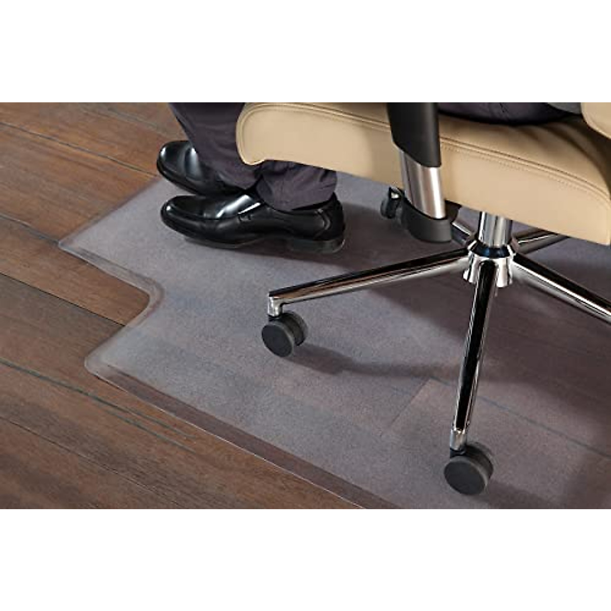 OFM Office Chair Mat for Hardwood Floor - Easy Glide Computer Desk Chair Floor Mat - Plastic Rolling Mat for Hard Floors for Work, Home, Gaming with Extended Lip (36” x 48”)