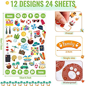 24 Sheets Daily Planners Monthly Celebrations Planner Stickers for Calendar Decorating, Planning, Scrapbooking, Holiday Seasonal General Events, 1,100+ Stickers Per Pack