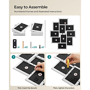 SONGMICS Collage Picture Frames, 4x6 Picture Frames Collage for Wall Decor, 10 Pack Photo Collage Frame for Gallery, Multi Family Picture Frame Set, Glass Front, Assembly Required, Cloud White
