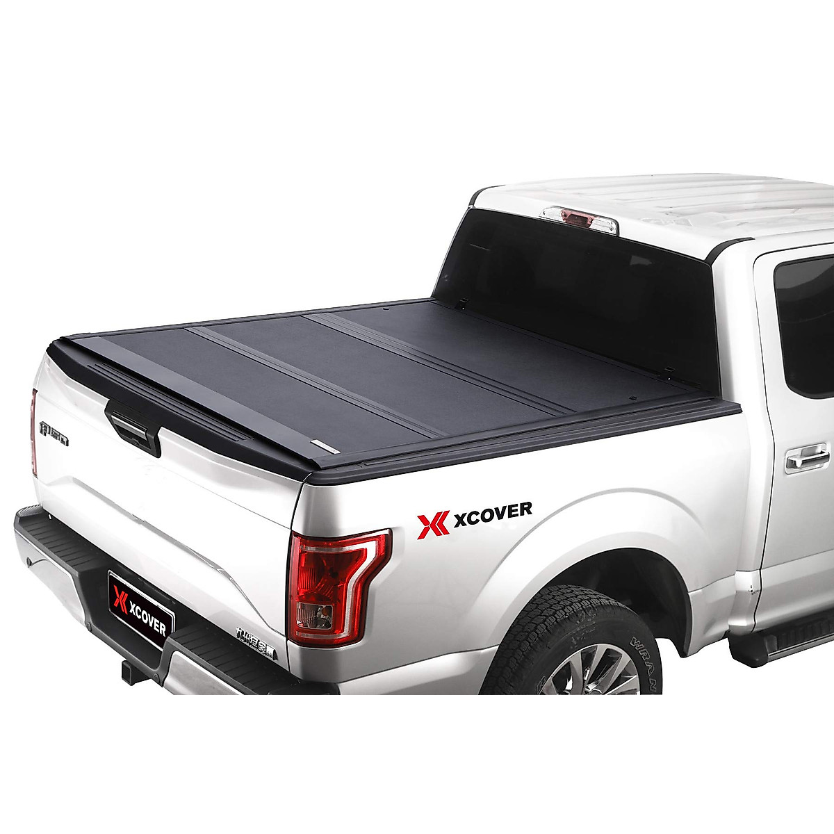 Xcover Low Profile Hard Folding Truck Bed Tonneau Cover, Compatible with 2015-2024 F150 Pickup 6.5 Ft Bed