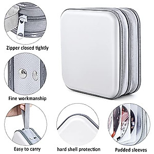 CD Case, Bivisen DVD Case Wallet Holder Binder 48 Capacity CD/DVD Cases Storage Holder Binder Organizer Wallet Book for Car Home Travel (White)
