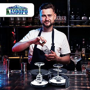 Kasoopo Margarita Salt Rimmer Set, Bartender Sugar Salt Rimmer, Bar Salt and Sugar Rimmer for Drrinks, Salt Rimmer for Cocktails, 3 Tier Glass Rimmer for Cocktails with 2 Pourers and 2 Sponge