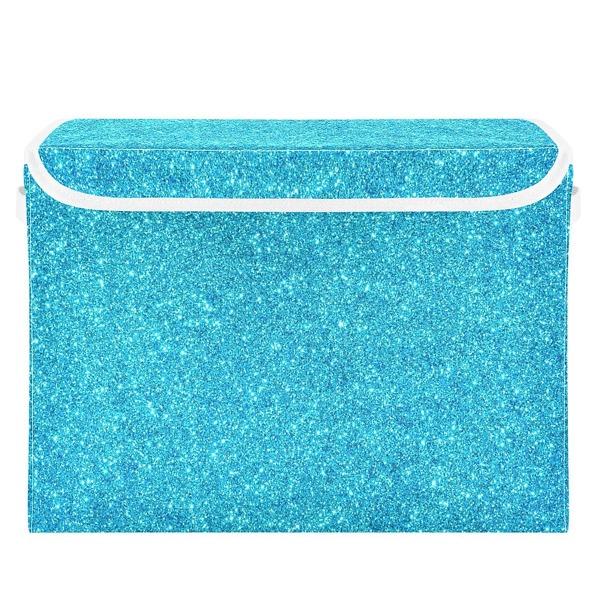 Gredecor Storage Basket Bins with Lid Blue Glitter Storage Boxes Organizer with Handle 16.5"x12.6"x11.8" Large Collapsible Storage Cube for Toys Bedroom Nursery Home