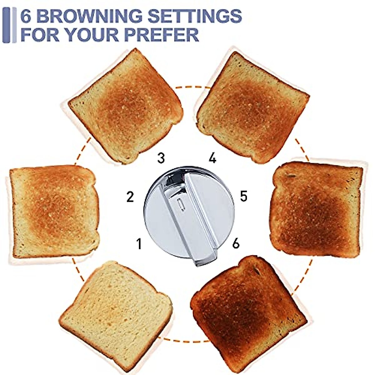 CUSIMAX 4 Slice Toaster, Ultra-Clear LED Display & Extra Wide Slots, Dual Control Panels of 6 Shade Settings, Cancel/Bagel/Defrost Function, Removable Crumb Trays, Stainless Steel Toaster