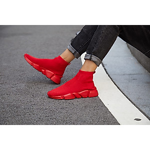 Casbeam Women's Running Knit Comfortable Lightweight Breathable Casual Sports Shoes Fashion Sneakers Slip-On Walking Shoes Black&White Size 9.5