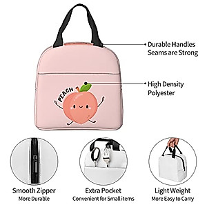 Lunch Bag Cute Fruits Peach Insulated Lunch Box Back To School Reusable Bags Meal Portable Container Tote For Boys Girls Travel Work Picnic Boxes