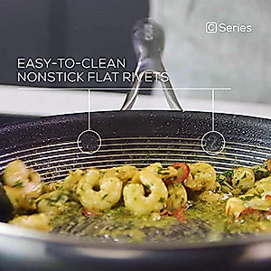 Circulon Clad Stainless Steel Wok/Stir Fry with Glass Lid and Hybrid SteelShield and Nonstick Technology, 14 Inch - Silver