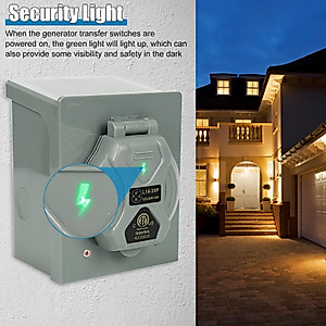 ZDHQLHJ NEMA L14-30P to (6) NEMA 5-15R Through-The-Wall PWR Transfer Kit with LED, 300 Watt, Portable, Generator Power Supply