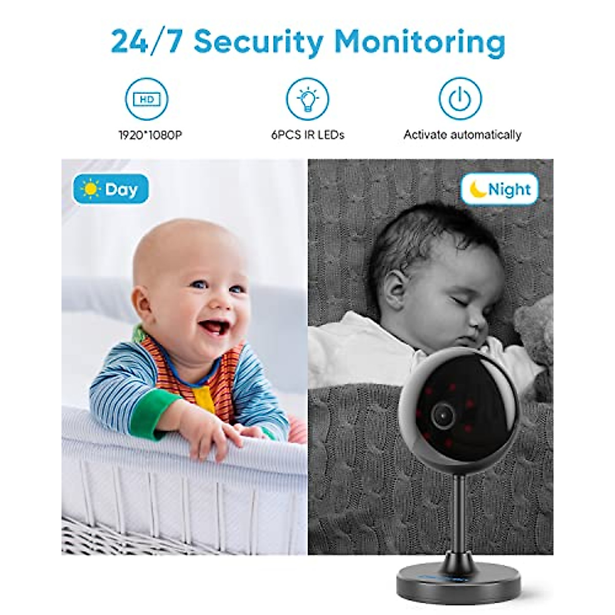 owltron 2 PCS 1080P Indoor Camera Security Camera Baby Monitor with Camera Surveillance Indoor Compatible with Alexa, Pet Camera with APP 2-Way Audio Motion Detection Night Vision (T1)