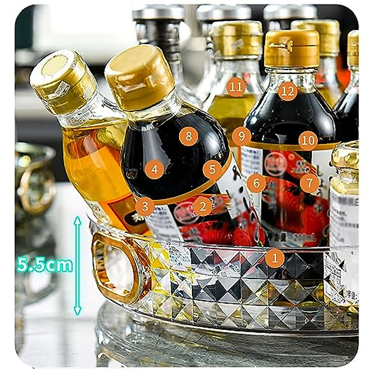 Lazy Susan Turntable Organizer, Rotating Spice Rack, Rotates 360 Degrees, for Vanity, Skincare Organizers Perfume Organizer, Spice Rack Organizer (Color : White, Size : 2 layer)